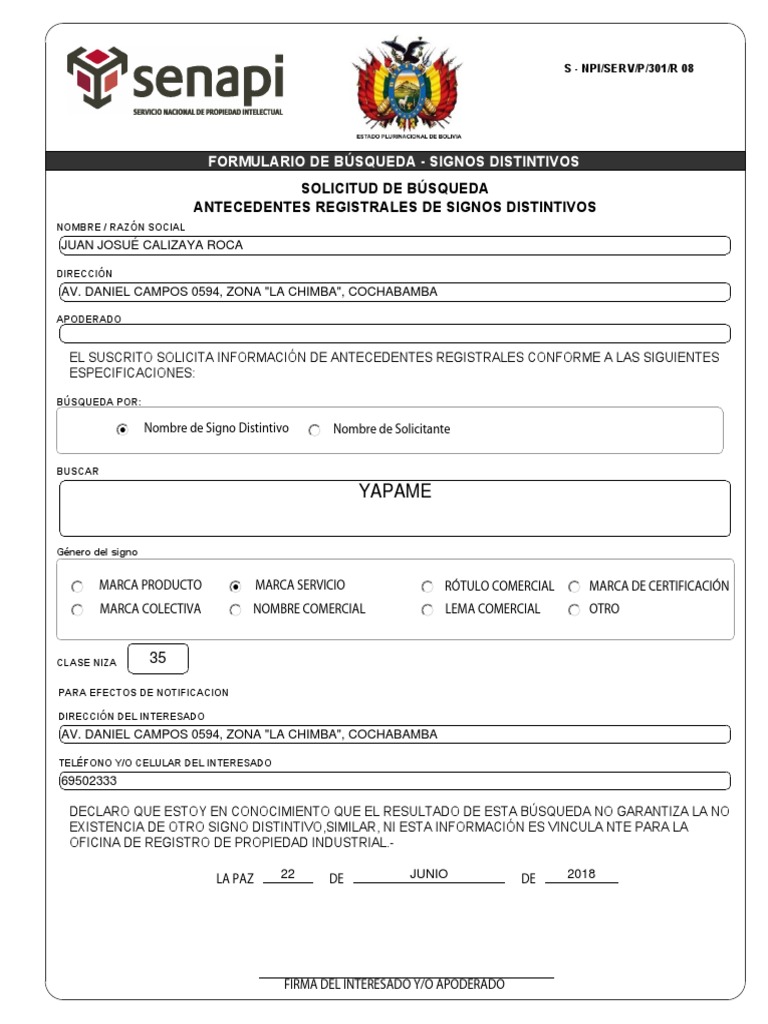 Senapi-Formulario de Inscripcion | PDF