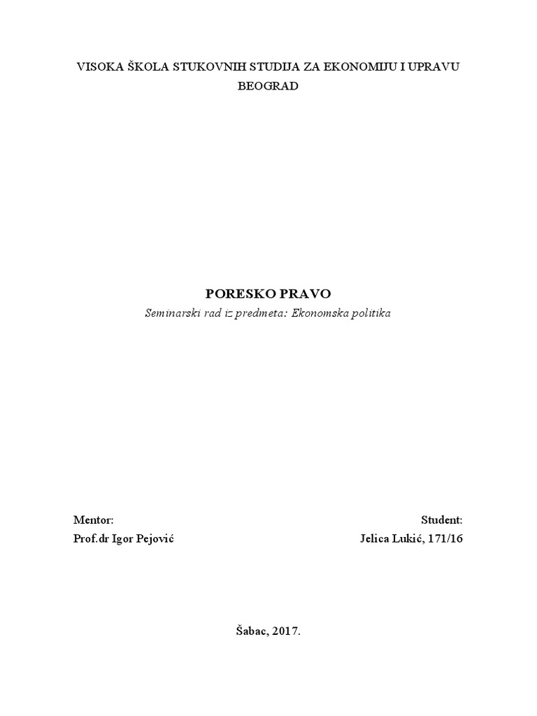 Poslovno Pravo Seminarski Rad Jelena Lukic | PDF