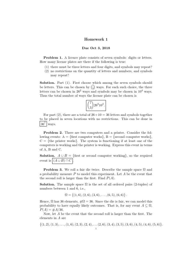 HW1 Solution PDF | PDF | Probability Density Function | Mathematical Concepts