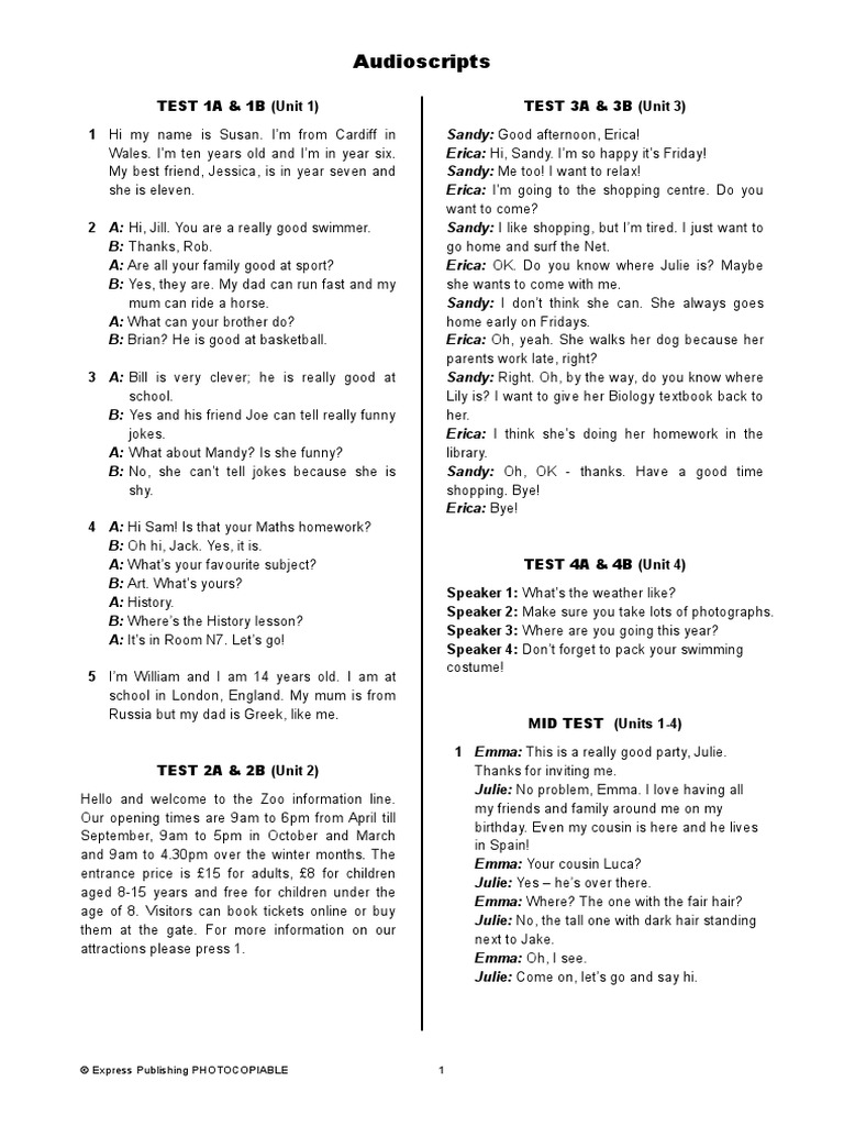 33 OnScreen 1 Audioscripts | PDF | Foods | Leisure