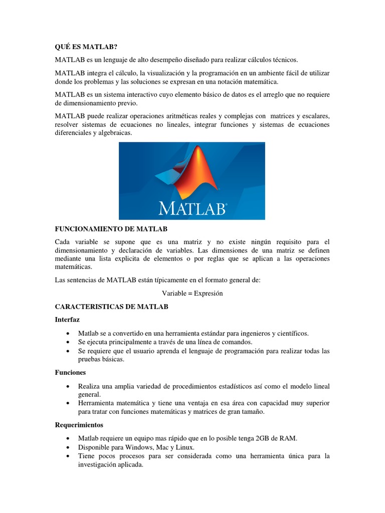 Qué Es MATLAB. | PDF | Matlab | Matriz (Matemáticas)