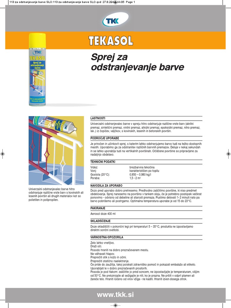 Sprej Za Odstranjevanje Barve SLO | PDF