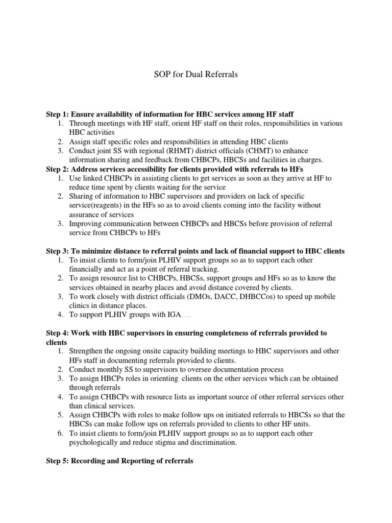 SOP For Dual Referrals | PDF | High Frequency | Business