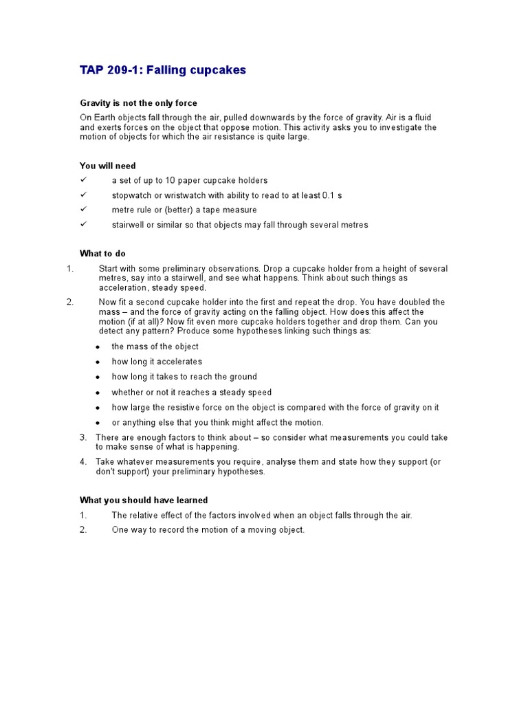 Cupcake Holder Experiment | PDF | Gravity | Force