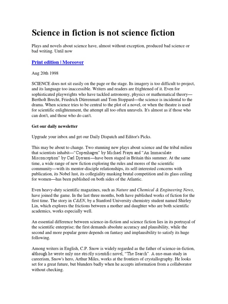 Science in Fiction Is Not Science Fiction | PDF | Science | Physics