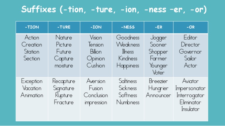 Tion - Ture - Ion - Ness - ER - OR | PDF