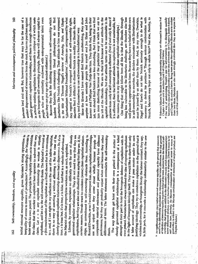 G. A. Cohen - Self-Ownership, Freedom, and Equality. | PDF