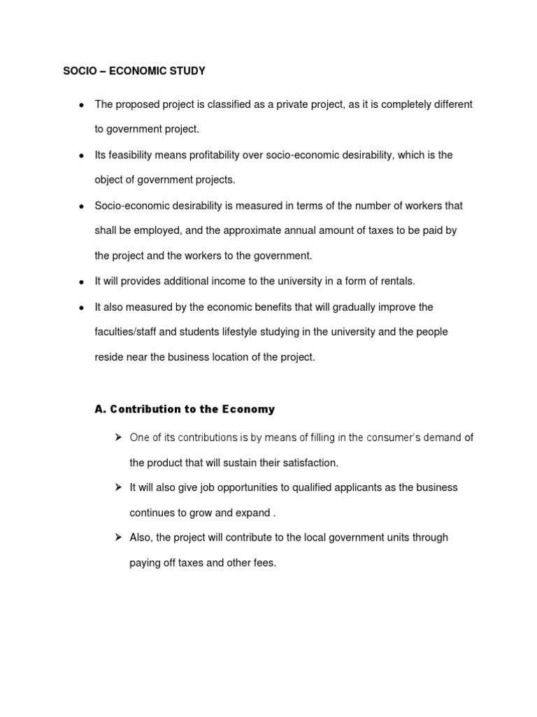 Socio Economic Study | PDF | Business | Finance & Money Management