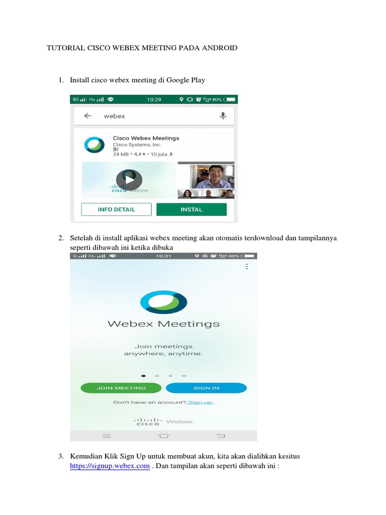 Tutorial Cisco Webex Meeting Pada Android | PDF