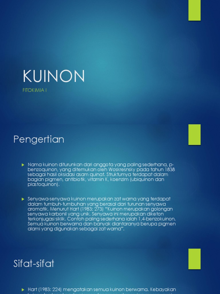 Sifat dan Penggolongan Kuinon | PDF
