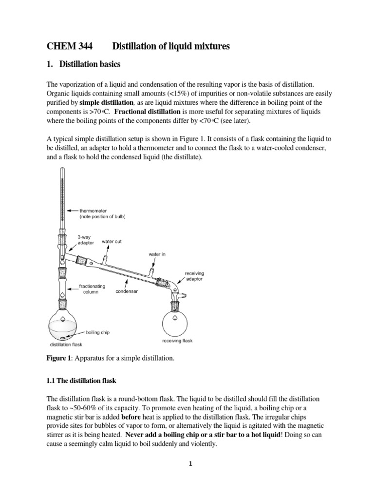 CHEM 344 Distillation of Liquid Mixtures | PDF | Distillation ...