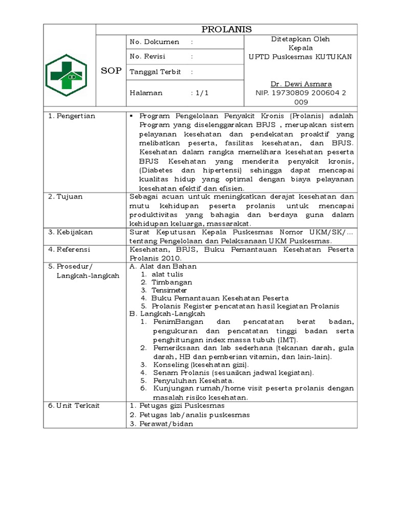 Sop Prolanis | PDF