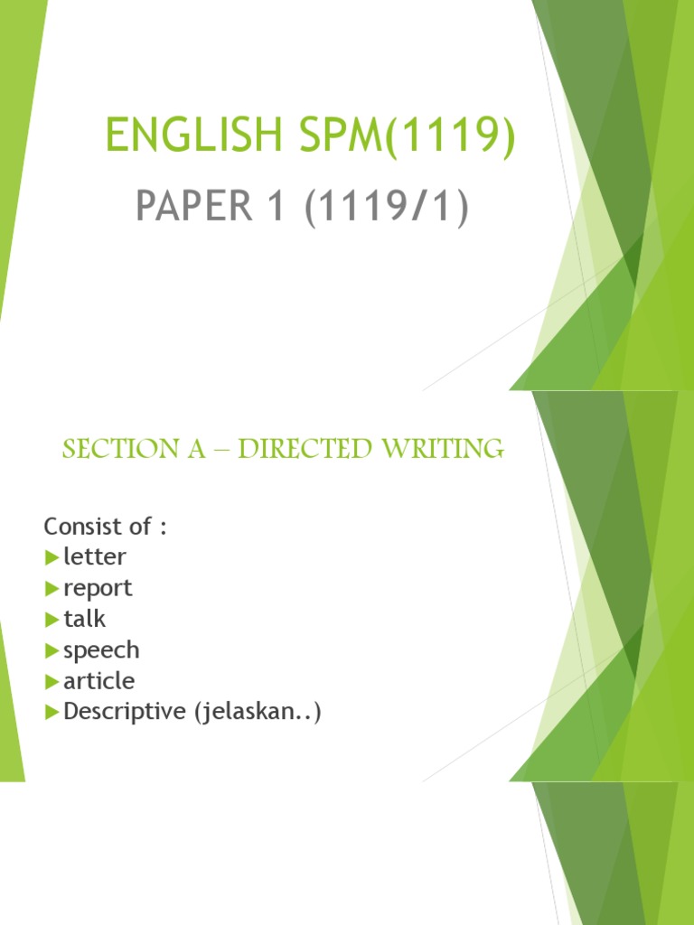 English SPM (1119) | PDF | Question | Paragraph