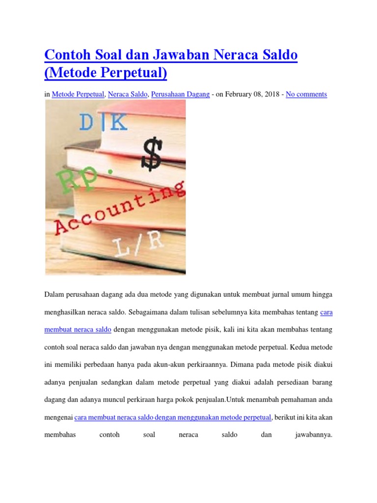 Contoh Soal Dan Jawaban Neraca Saldo | PDF | Pengelolaan Keuangan & Uang