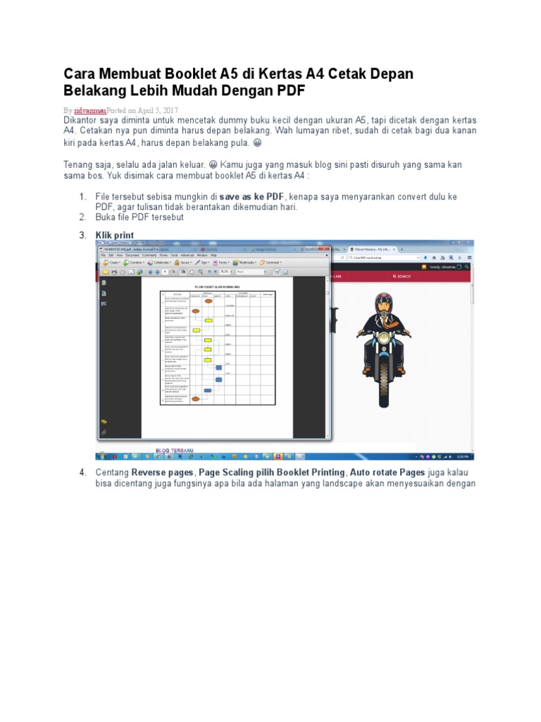 Cara Print Booklet A5 di Kertas A4 | PDF