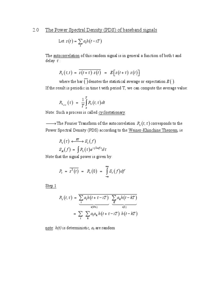 Power Spectral Density | PDF | Spectral Density | Autocorrelation