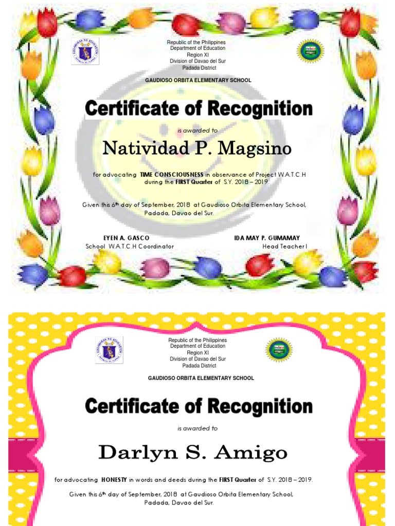 Watch Certificate For Teachers | PDF