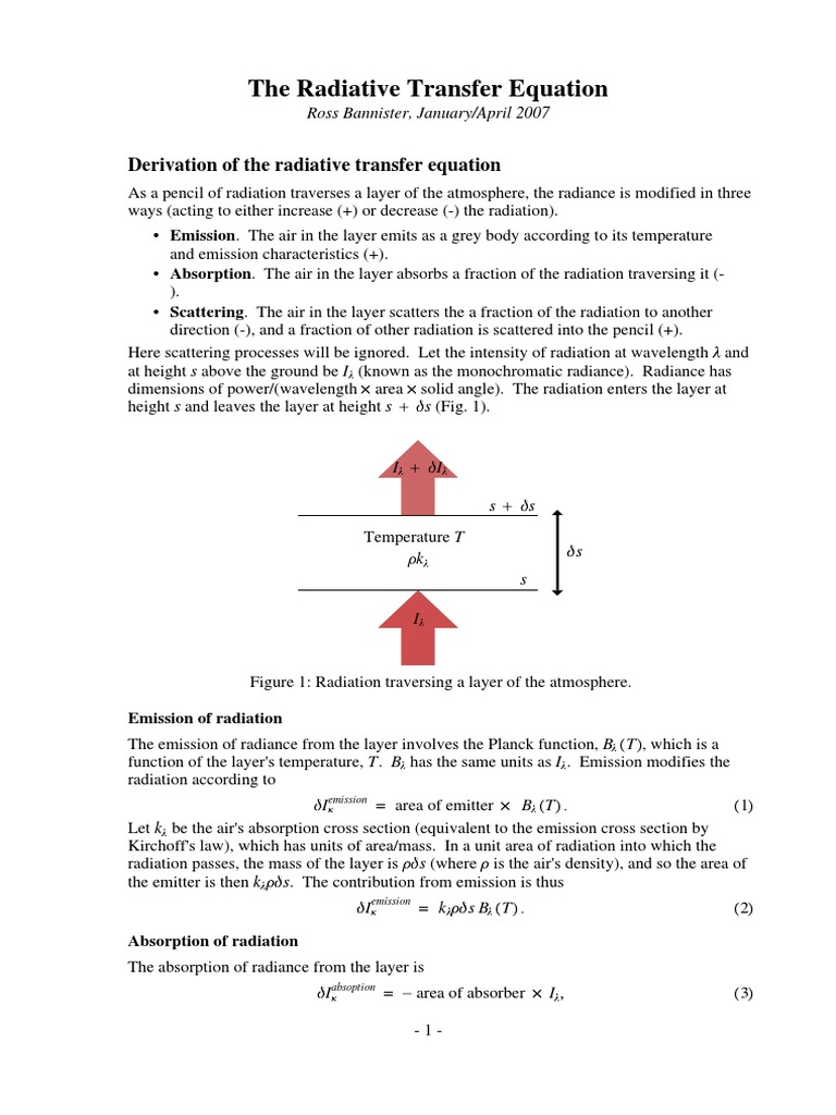 The Radiative Transfer Equation PDF | PDF | Atmosphere Of Earth | Physical Phenomena