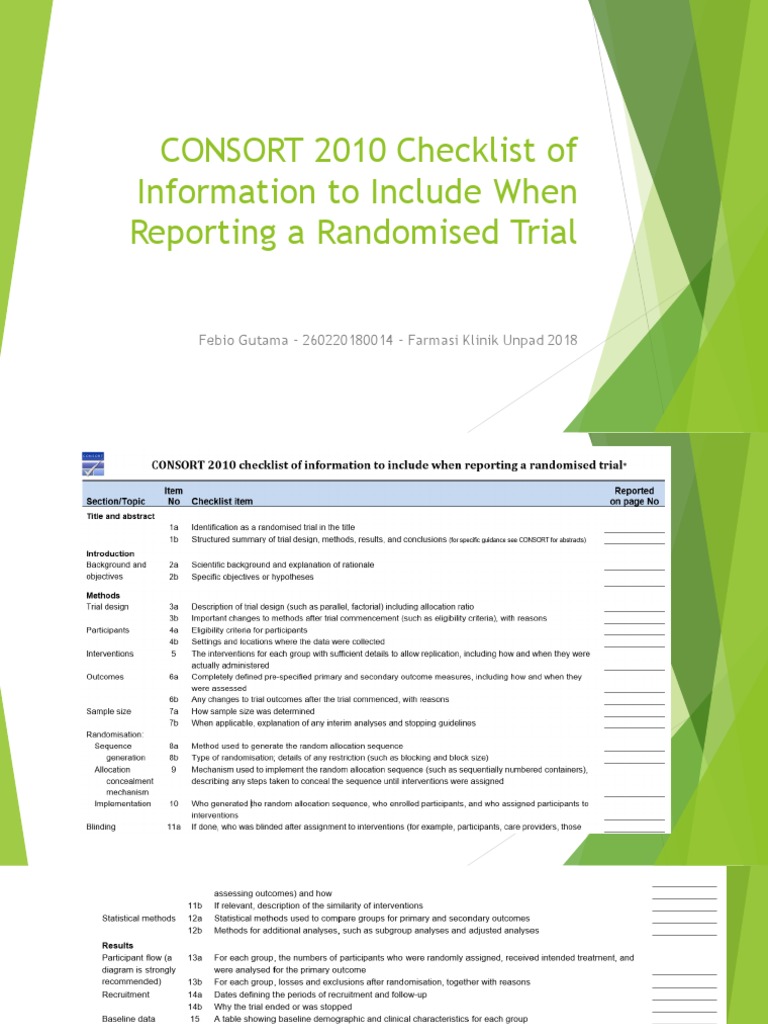 CONSORT 2010 Checklist for Trials | PDF | Randomized Controlled Trial | Effect Size