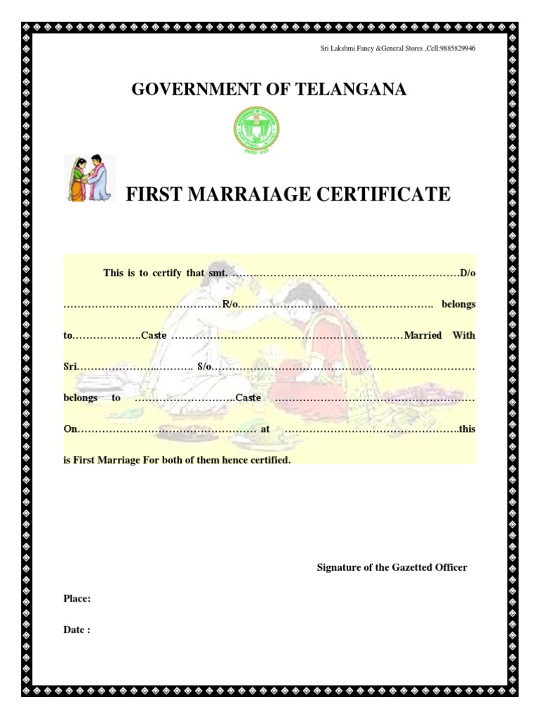 First Marraiage Certificate: Government of Telangana | PDF