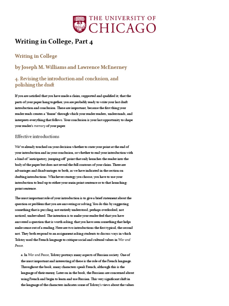 Writing in College, Part 4 - Writing Program - The University of ...