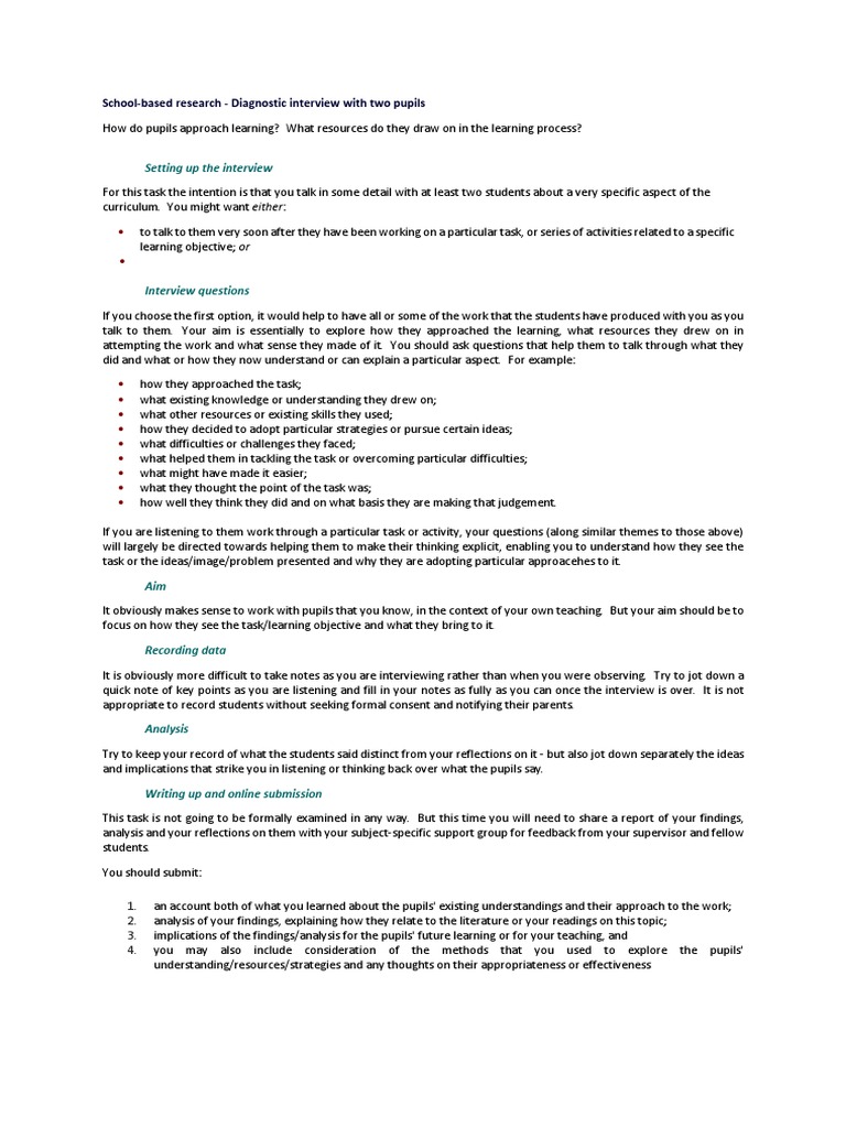 Setting Up The Interview: School-Based Research - Diagnostic Interview ...
