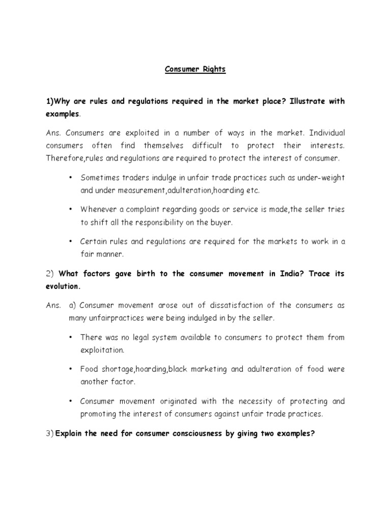 CH 5 Consumer Rights Notes Refines | PDF | Consumer Protection ...