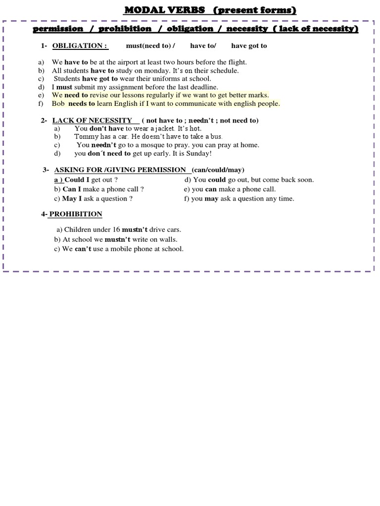 Modals (Past / Present) | PDF | Grammar | Syntax