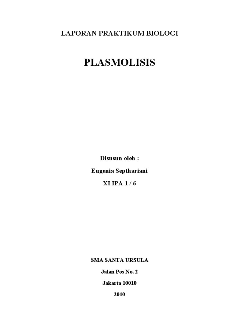 Laporan Praktikum Biologi Plasmolisis | PDF