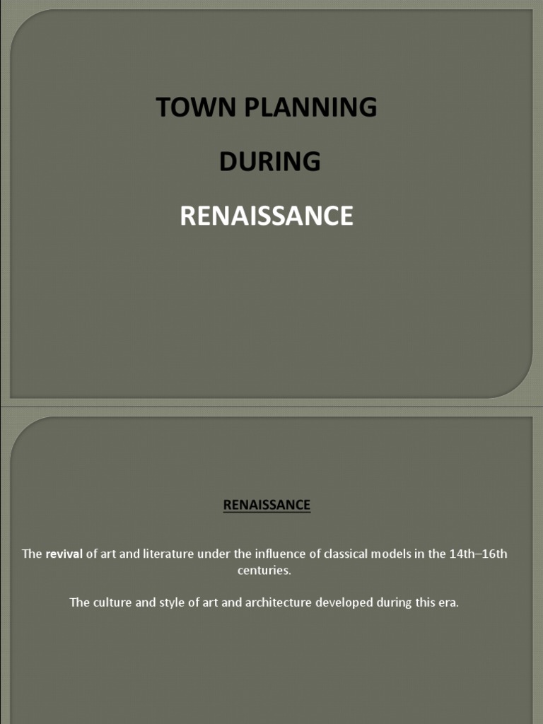 Town Planning During: Renaissance | PDF | City | Renaissance