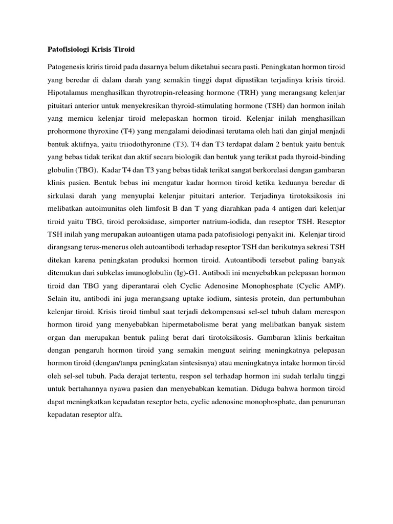 Patofisiologi Krisis Tiroid dan Tirotoksikosis | PDF
