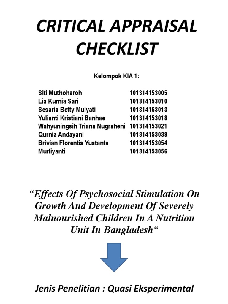 Critical Appraisal Checklist | PDF