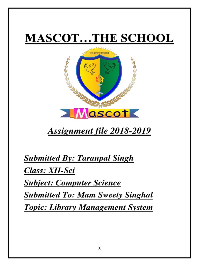 Mascot The School: Assignment File 2018-2019 | PDF | Software ...