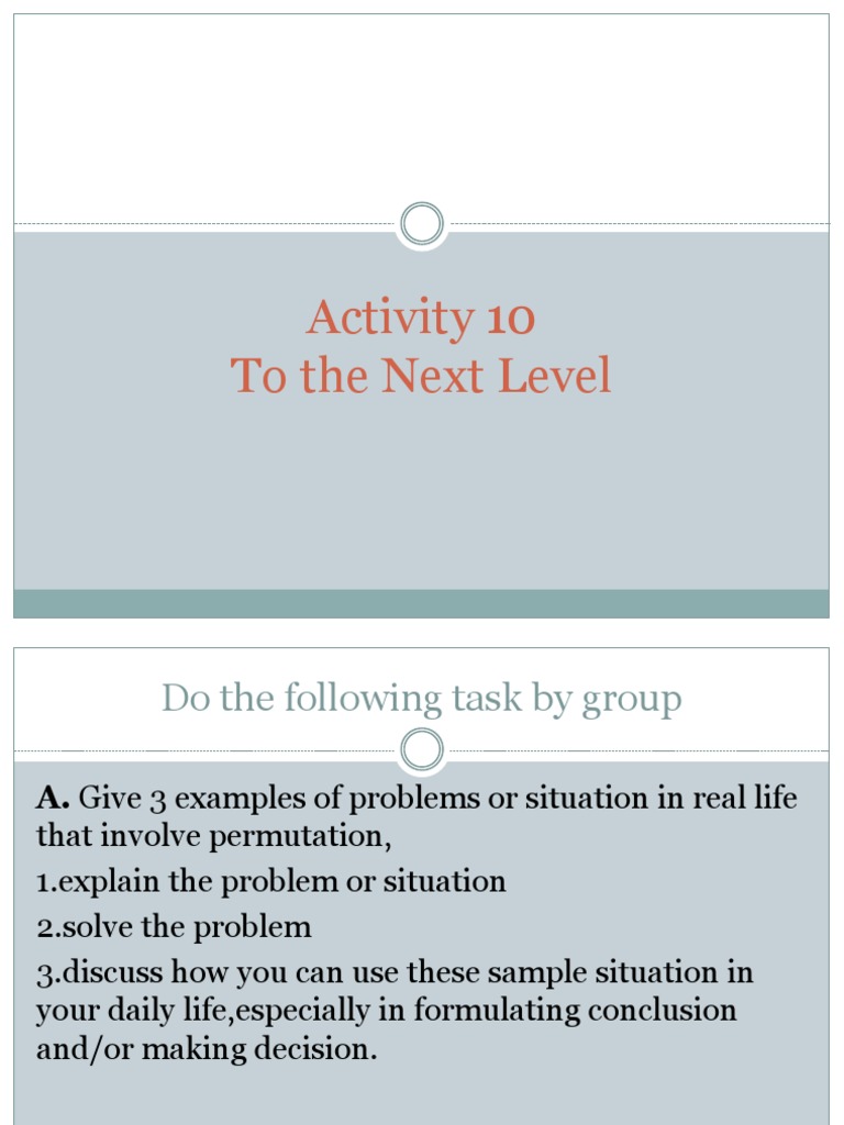 Activity 10 To The Next Level | PDF | Teaching Mathematics