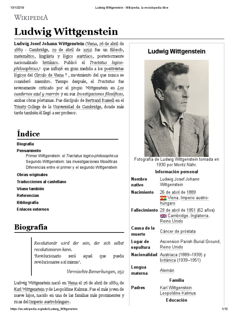 Ludwig Wittgenstein | PDF | Ludwig Wittgenstein | Ciencia cognitiva