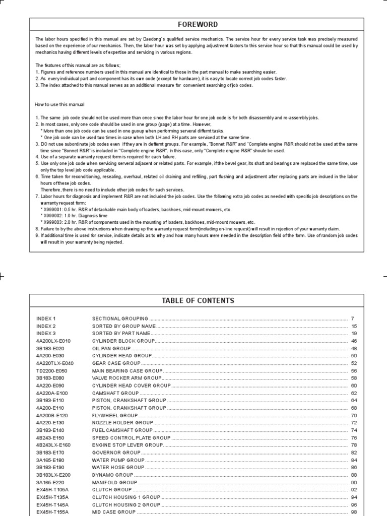 Kioti Daedong EX50CH Tractor Parts Catalogue Manual PDF | PDF | Clutch ...