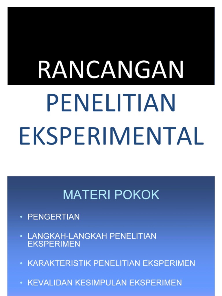 Rancangan Penelitian Eksperimental | PDF