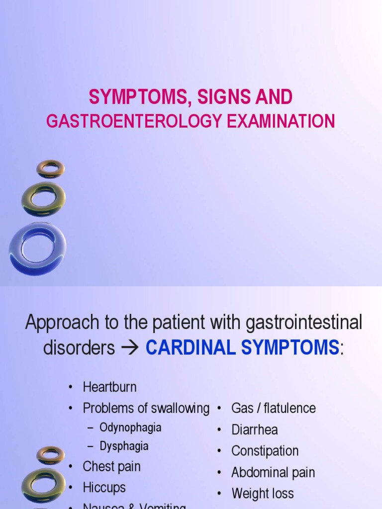 Cardinal Symptoms in Gastroenterology | PDF | Nausea | Heartburn