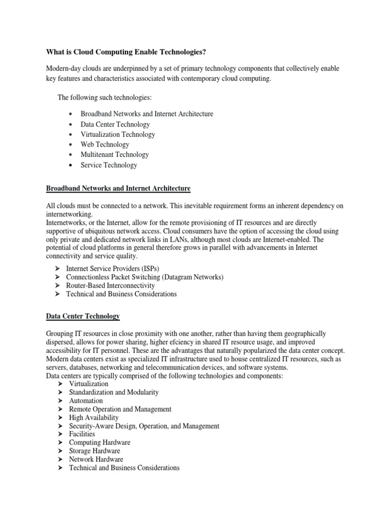 Coud Computing Enable Techniques | PDF | Cloud Computing | Computer Network