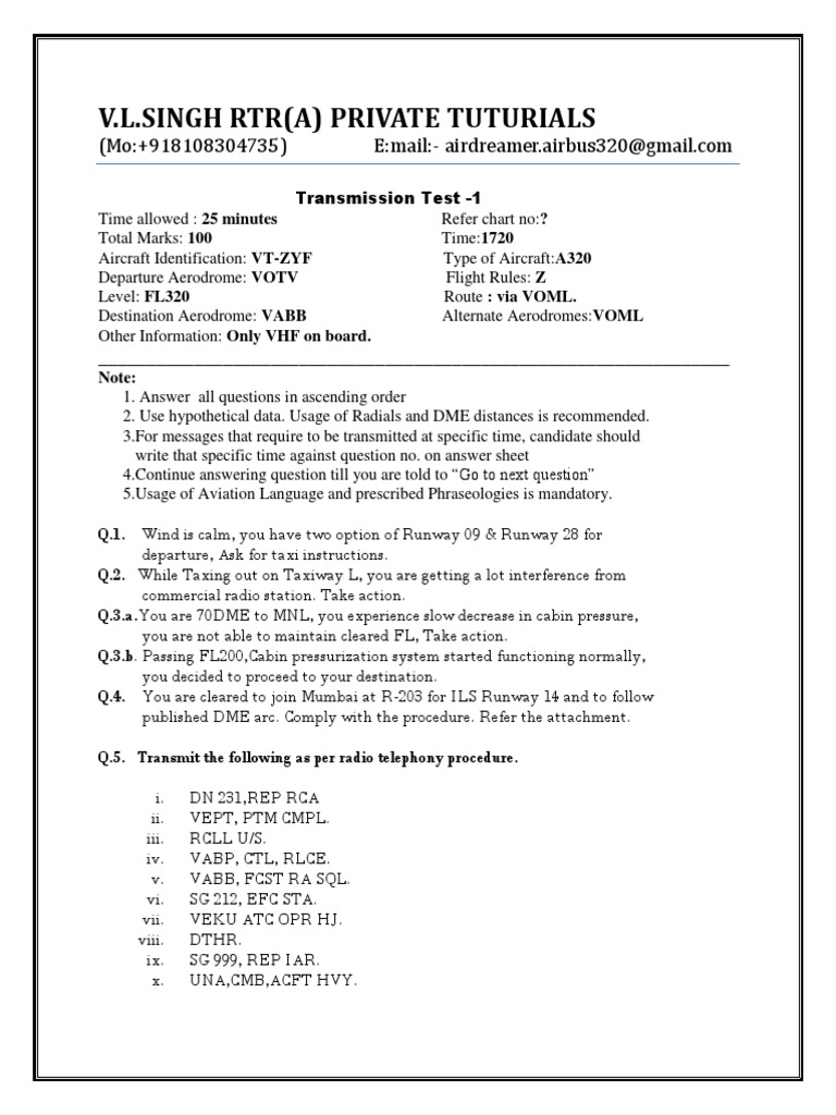 Transmission Test | PDF | Air Traffic Control | Runway