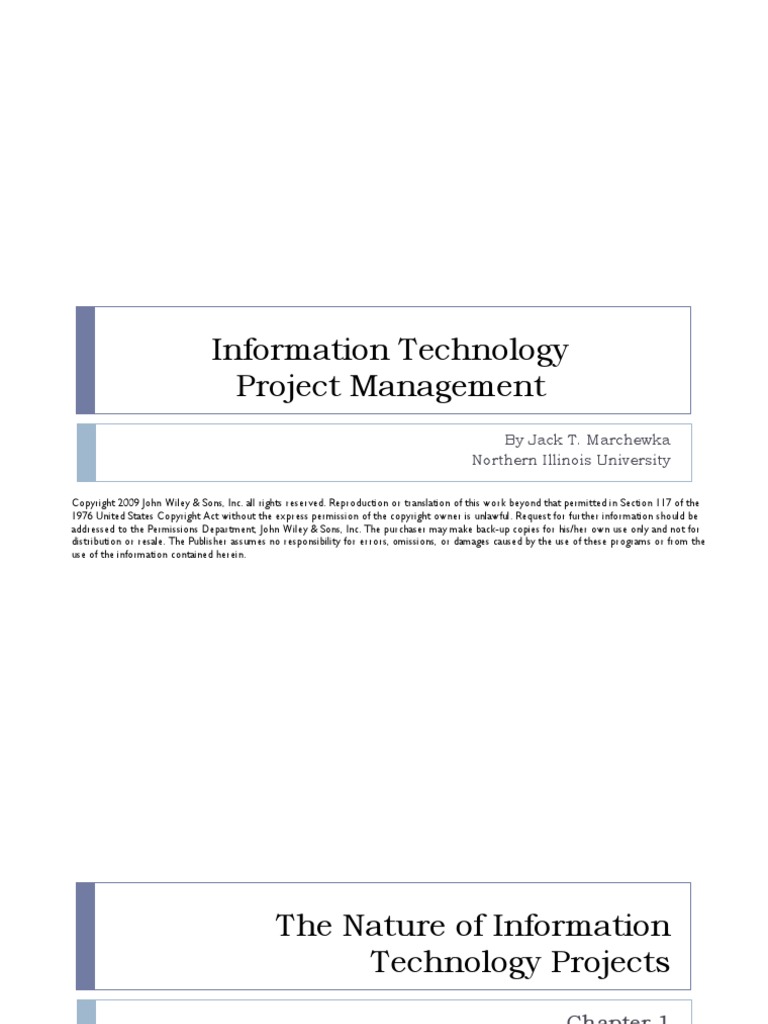 Information Technology Project Management: by Jack T. Marchewka ...