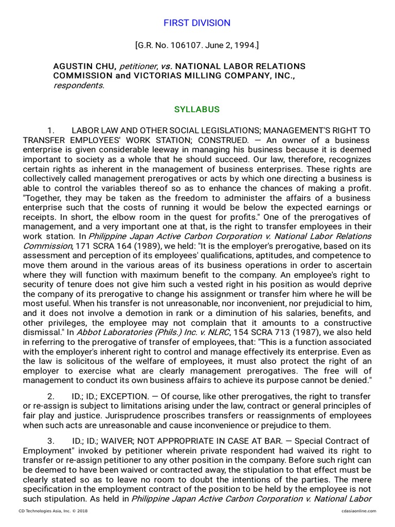 8 Chu V NLRC | PDF | Employment | Prejudice (Legal Term)