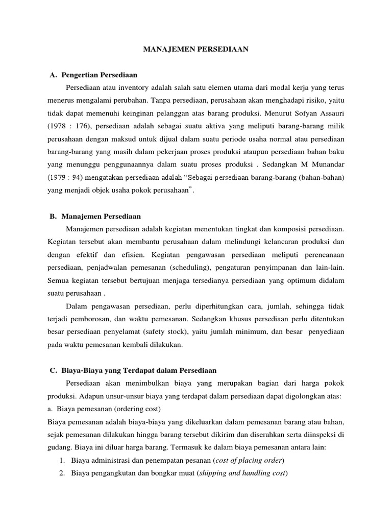 Manajemen Persediaan: Konsep dan Biaya | PDF