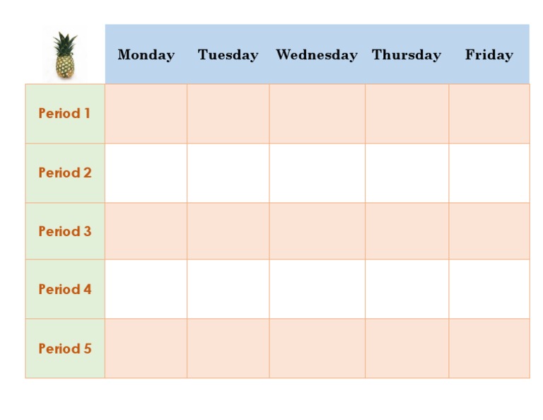 Monday Tuesday Wednesday Thursday Friday: Period 1 | PDF