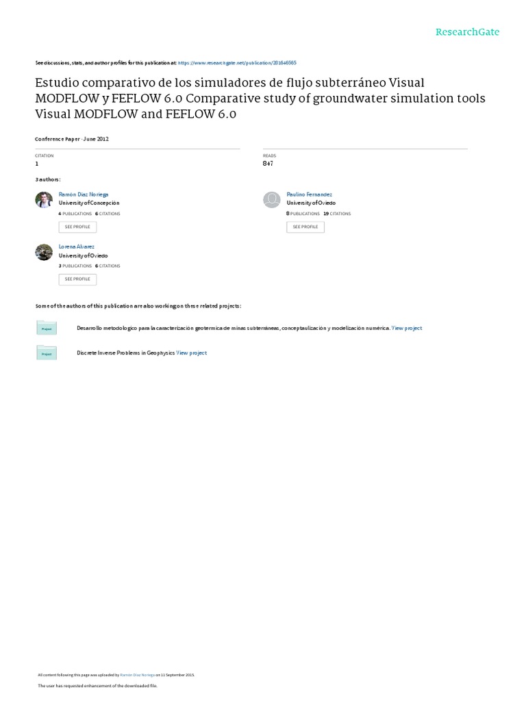 Comparativa de Visual MODFLOW y FEFLOW | PDF | Agua subterránea | Simulación