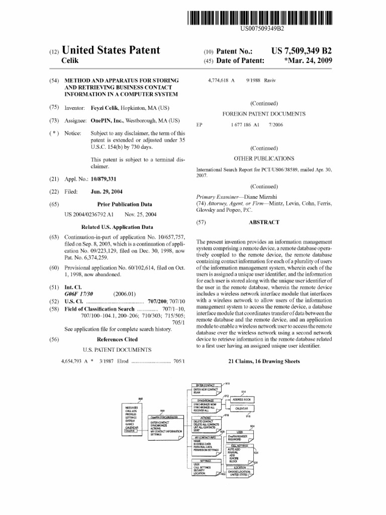 United States Patent (10) Patent No.: US 7,509,349 B2: Celik (45) Date ...