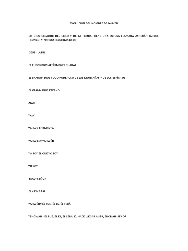 Evolución Del Nombre de Jahvéh | PDF | Filosofía | Artes del lenguaje y ...