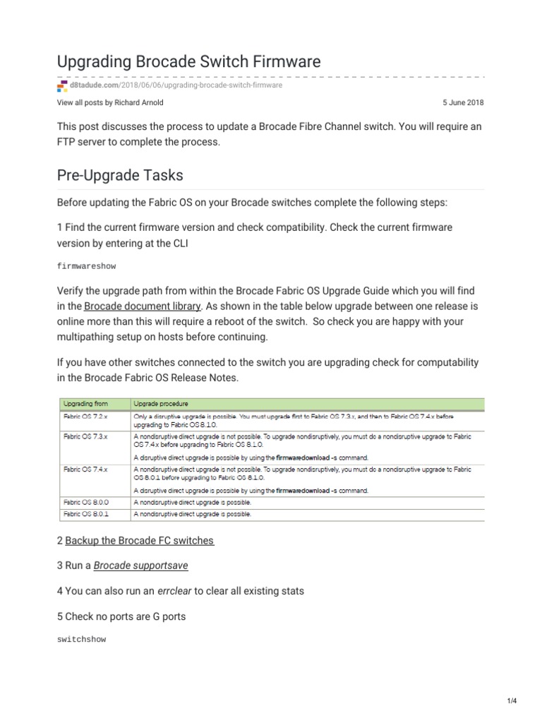 Upgrading Brocade Switch Firmware | PDF | File Transfer Protocol | Data ...