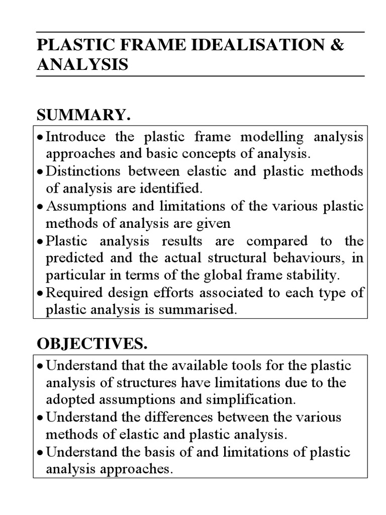 Plastic Frame Idealisation & Analysis: Summary | PDF | Buckling ...