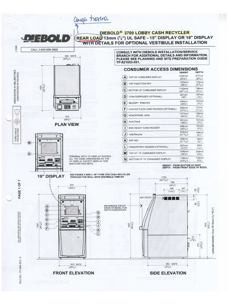 Multifuncional - 3700 Rear Load - Medidas Del Atm Multifuncional | PDF